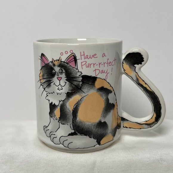 Source Unknown | Kitchen | Cat Coffee Mug With Tail Handle Have A ...